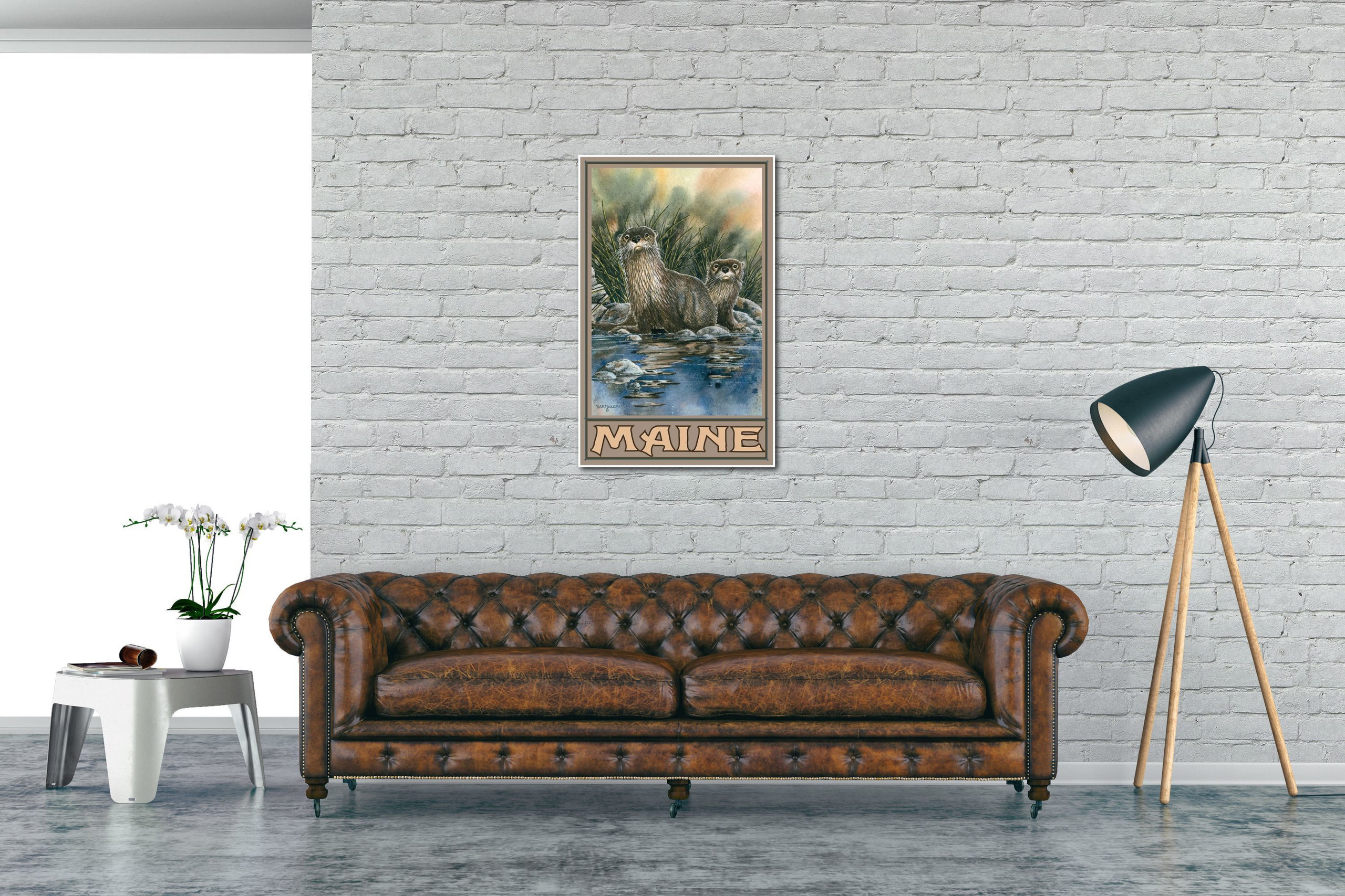 by Artist Dave Bartholet Maine Otters Art Print, 24"x36" - Beach Style ...