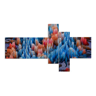 Macro Render Structure Blue Red, Multipanel Canvas Art Print, 60"x32 ...