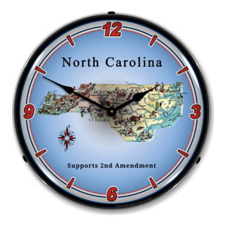 N20031056 North Carolina Supports the 2nd Amendment Clock - Contemporary - Wall Clocks - by ...