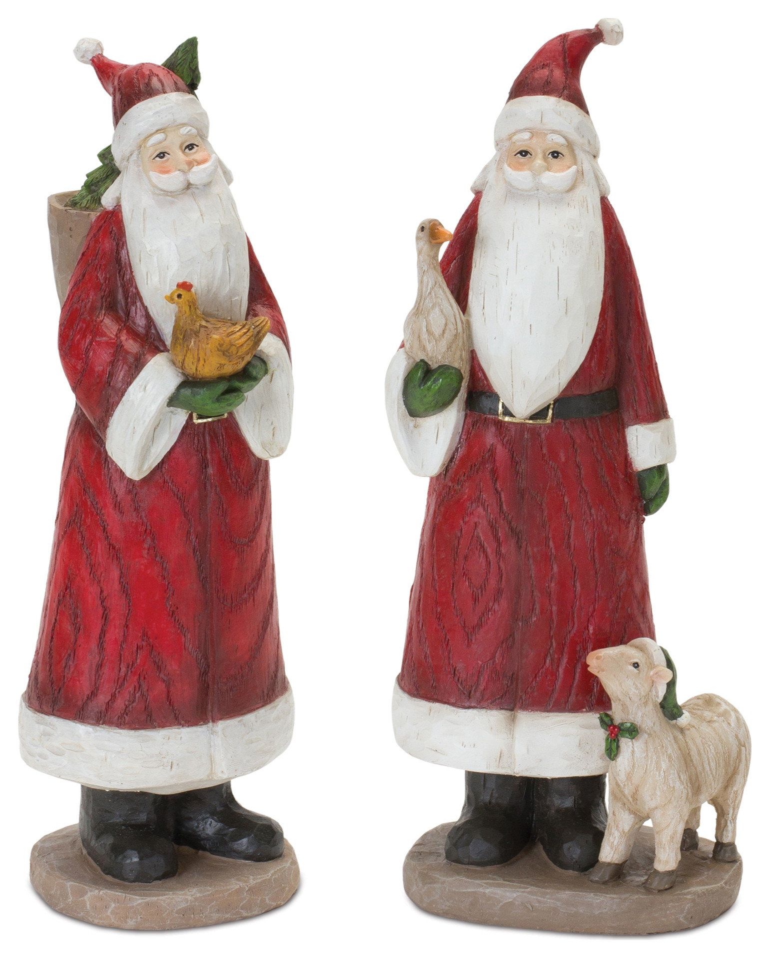 Santa w/Animals (2 Asst) 11"H Resin - Farmhouse - Holiday Accents And ...