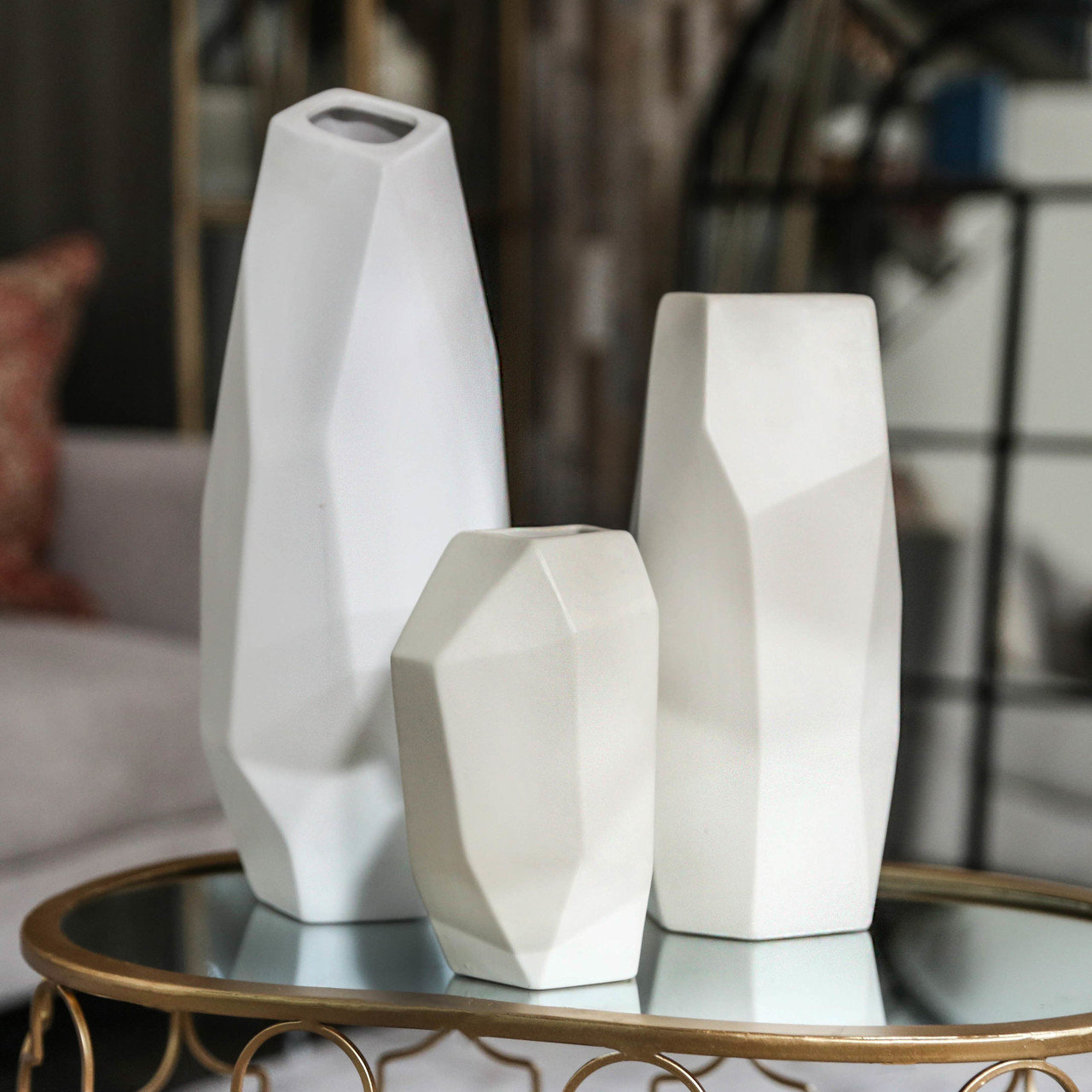 Ceramic Tall Irregular Vase With Patterned Design Body - Transitional ...