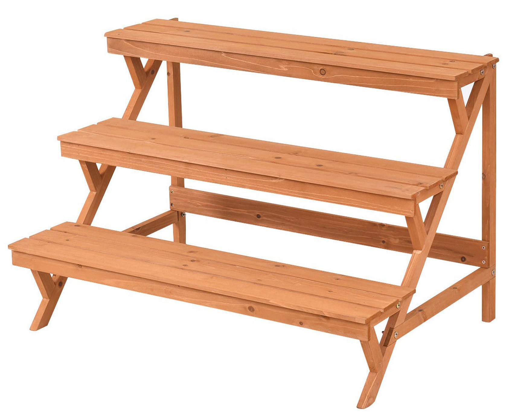 Modern 3-Tier Wood Step Ladder Plant Pot Rack Stand - Modern - Planter ...