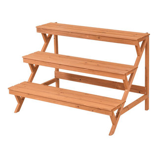 Modern 3-Tier Wood Step Ladder Plant Pot Rack Stand - Modern - Planter ...
