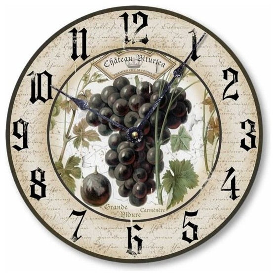 Vintage-Style Classic Wine Grapes Wall Clock, 10.5 Inch Diameter ...