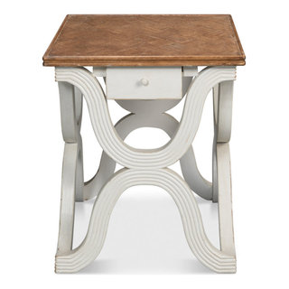 Wavy Side Table Antique White - Farmhouse - Side Tables And End Tables ...