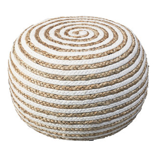 Natural Ivory Braided Pouf - Beach Style - Floor Pillows And Poufs - by LR Home | Houzz