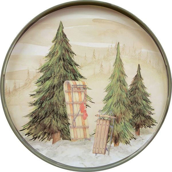 Snow Day Round Tray, 18" - Rustic - Serving Trays - by ...