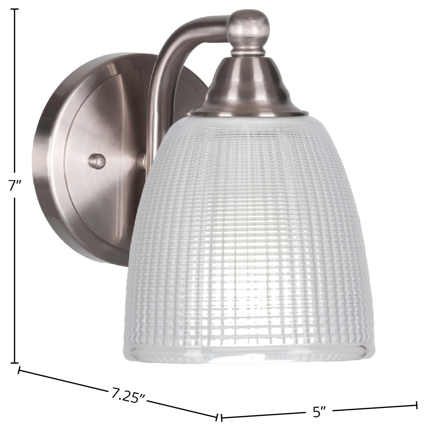 Paramount Wall Sconce, Brushed Nickel, 5" Clear Ribbed Glass ...