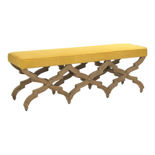 Judith Bench, Yellow - Mediterranean - Upholstered Benches - by ...