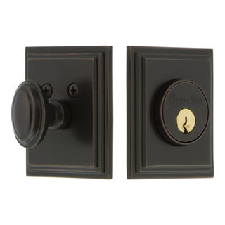 Grandeur Carre Square Single Cylinder Deadbolt - Transitional - Door ...
