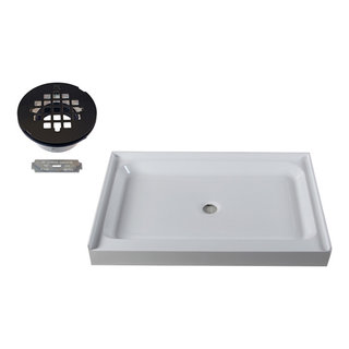 Shower Pan 48 x 36 3-Wall with Center Plastic Drain - Traditional ...