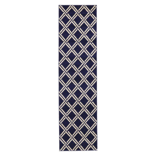 Rug Unique Loom Trellis Navy Blue Runner 2' 7 x 10' 0 - Contemporary ...