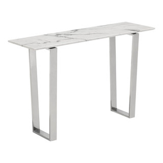 Atlas Console Table Stone And Brushed Ss - Contemporary - Console ...
