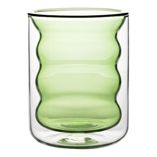 Waves Green Water Glass, Set of 4 - Contemporary - Everyday Glasses ...