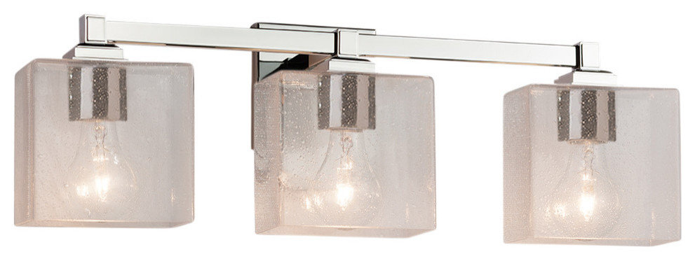 Fusion, Regency 3-Light Bath Bar, Rectangle Shade, Seeded ...