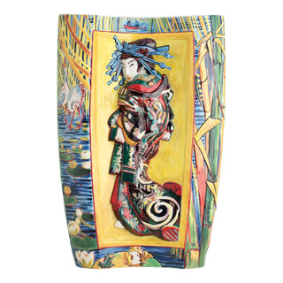 Franz Porcelain Collection Van Gogh Courtesan Large Vase - Asian ...