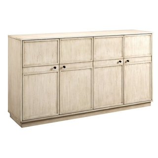 Pemberly Row Modern Transitional 62" Framed 4-Door Sideboard in Birch ...