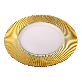 Classic Touch Glass Chargers With Gold Border, Set of 4 - Contemporary ...