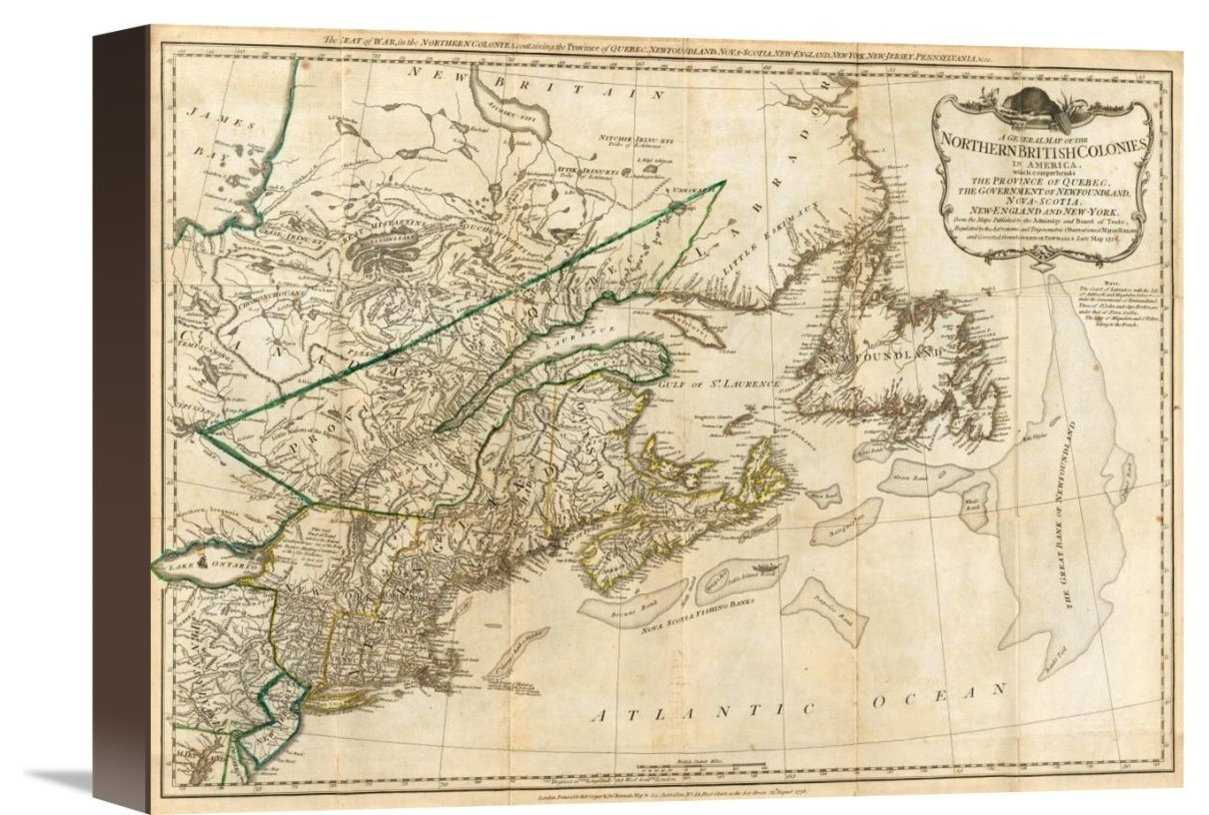 A General Map Of The Northern British Colonies In America, 1776, 16"x1 ...