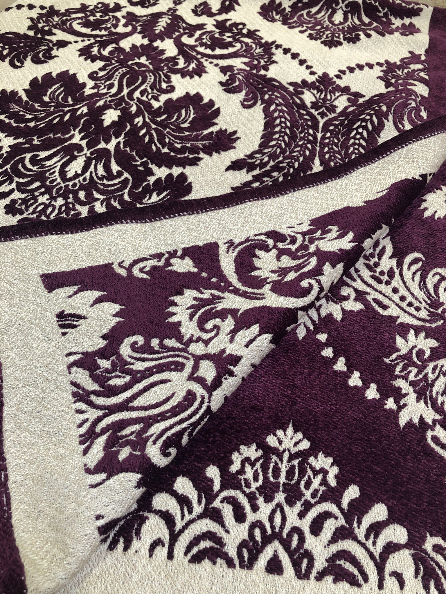 Damask Wool/Viscose Throw, Taupe/Plum - Traditional - Throws - by ...