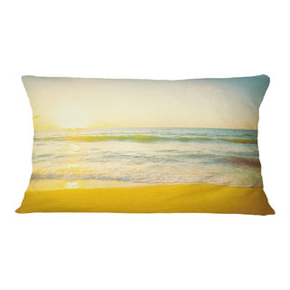 Calm and Colorful Sunset at Beach Seascape Throw Pillow, 12"x20 - Beach ...