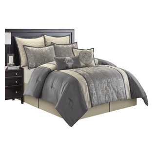 Arabesque Damask 8 Piece Comforter Set, Queen - Traditional ...
