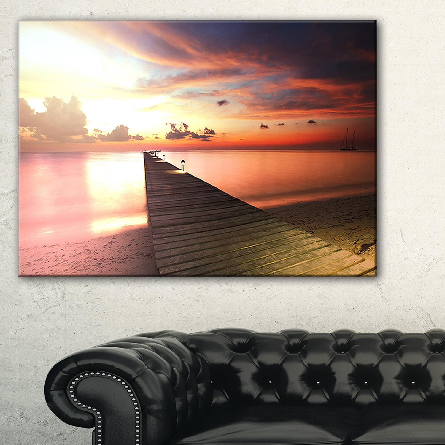 "Wooden Boardwalk Into Colorful Sea" Sea Bridge Canvas Art Print, 32 ...