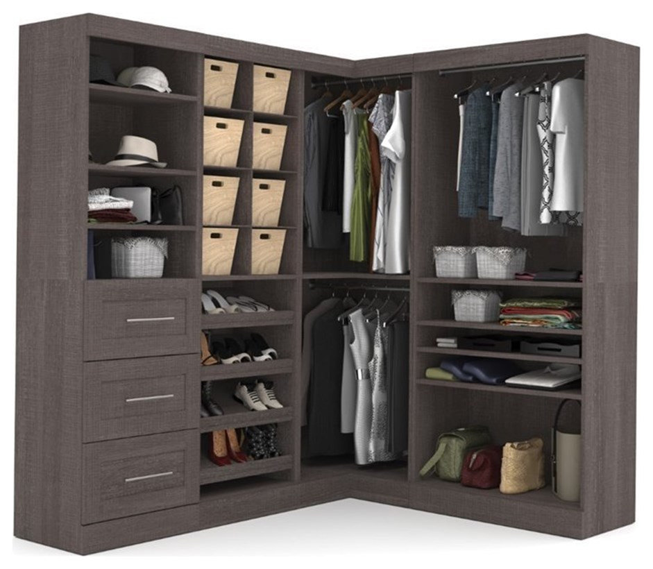 Bestar Pur 83W Walk-In Closet Organizer in White - Engineered Wood ...