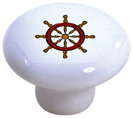 Helm Nautical Ceramic Knob - Beach Style - Cabinet And Drawer Knobs ...