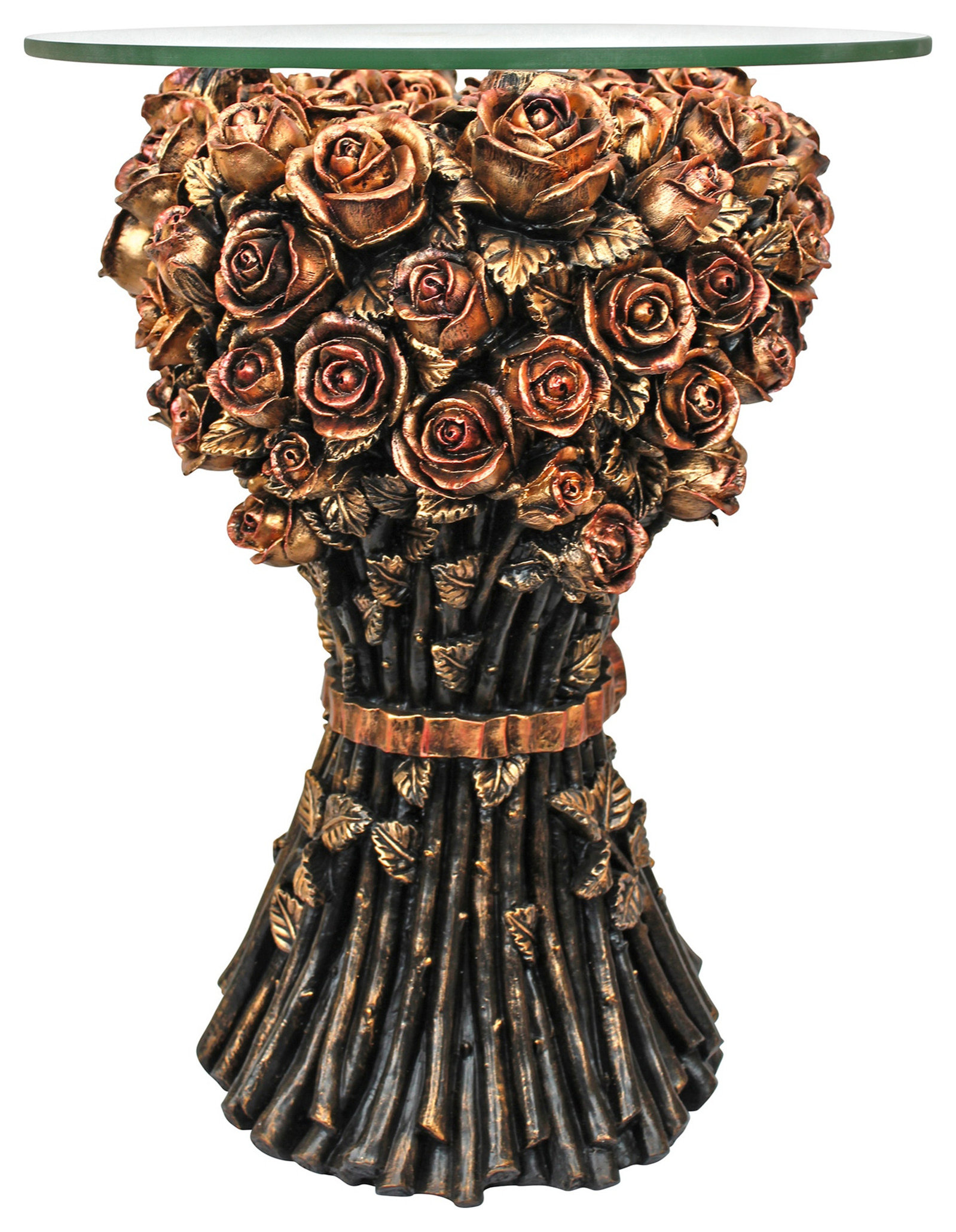 Table of Roses Glass, Topped Sculptural Table - Traditional - Side ...