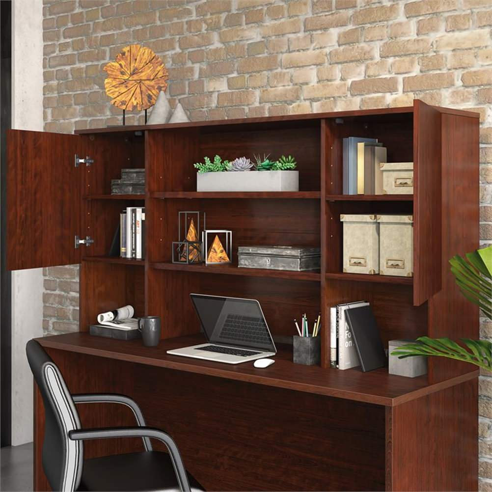 Pemberly Row 72" Engineered Wood Storage Hutch in Classic Cherry ...