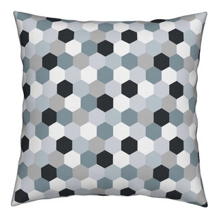 Hexi Hexagon Neutral Grey Geometric Trendy Throw Pillow - Contemporary ...