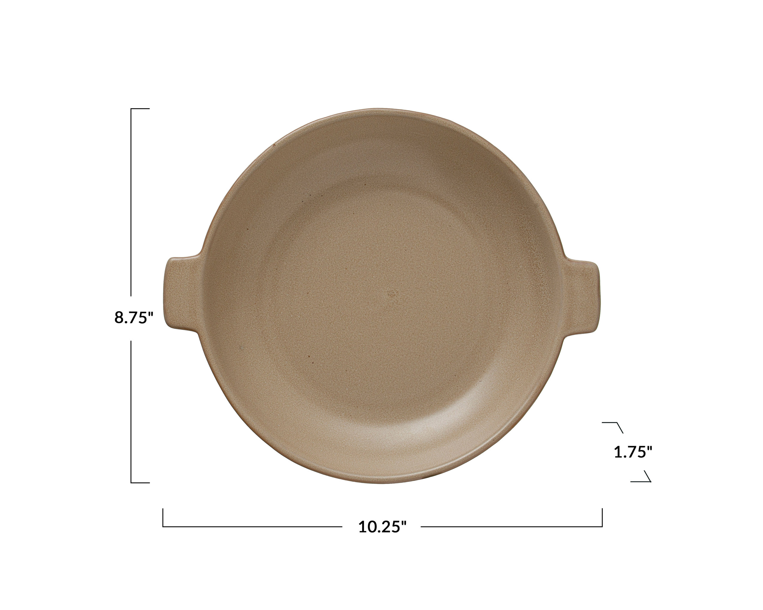 Stoneware Plate with Handles, Matte Beige Reactive Glaze - Transitional ...