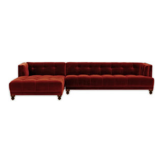 Low Back Sectional With Chaise, Tufted Sectional Couch - Eclectic ...