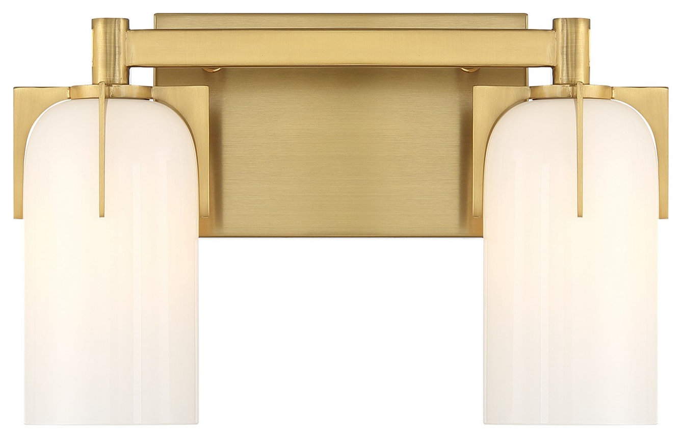 Caldwell Two Light Bathroom Vanity in Warm Brass - Transitional ...