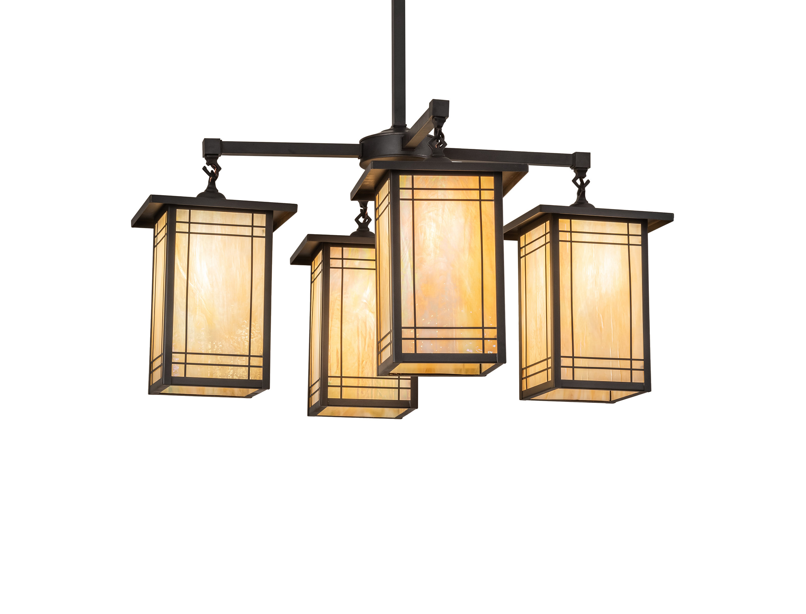 33" Square Prairie Mission 4 Light Chandelier - Craftsman - Chandeliers ...
