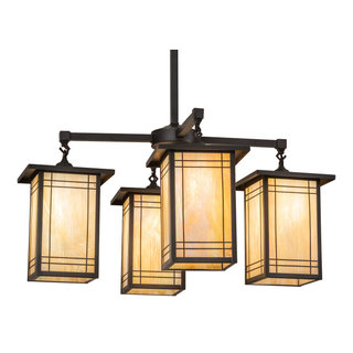 33" Square Prairie Mission 4 Light Chandelier - Craftsman - Chandeliers ...