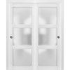 Closet Frosted Glass 3 Lites Bypass Doors | Lucia 2552 Matte White ...