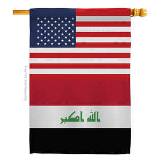 Iraq US Friendship of the World Nationality House Flag, 28" X 40" X 0.1 ...