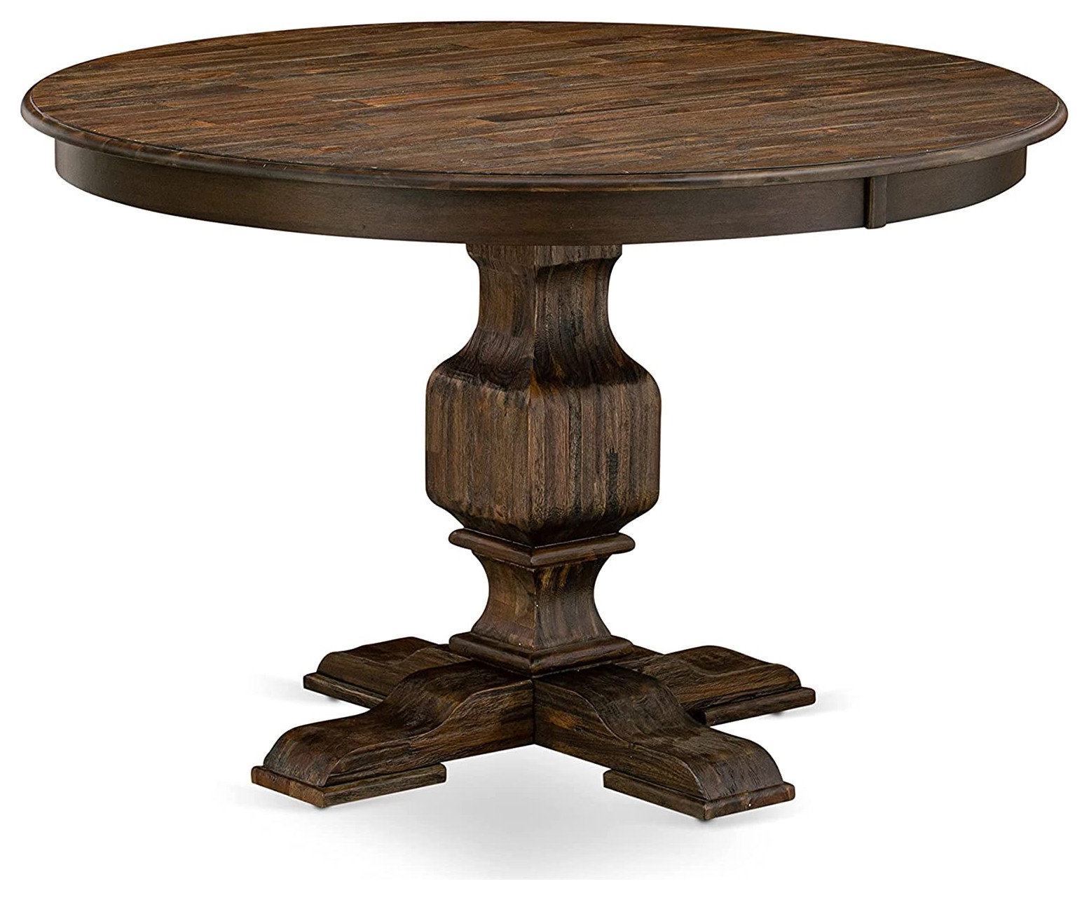 Traditional Round Dining Table With Carved Pedestal Base in Solid Wood ...