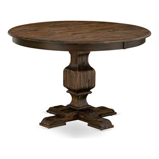 Traditional Round Dining Table With Carved Pedestal Base in Solid Wood - Traditional - Dining ...