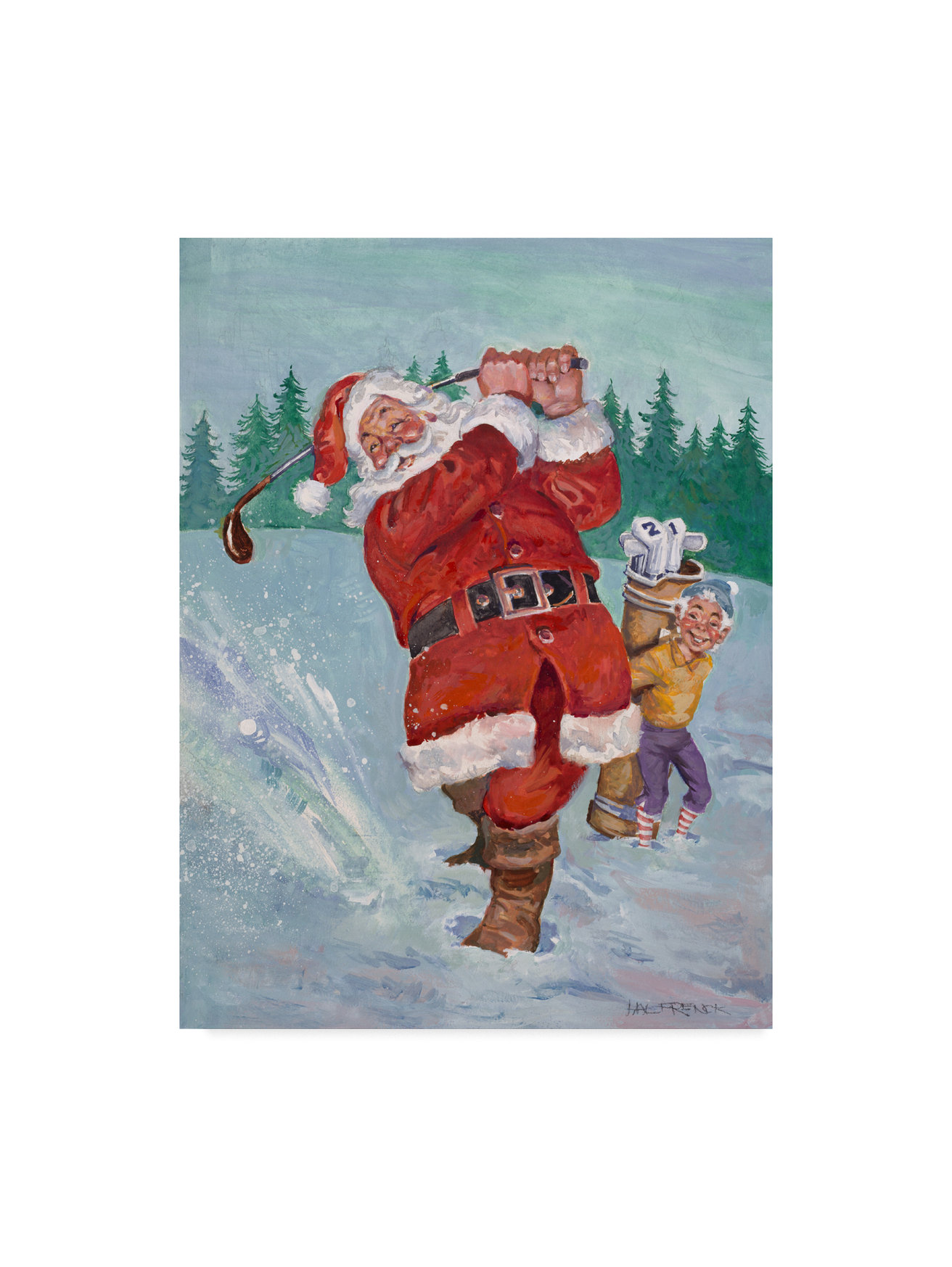Hal Frenck 'Snow Golfing Santa' Canvas Art, 19"x14" - Traditional ...