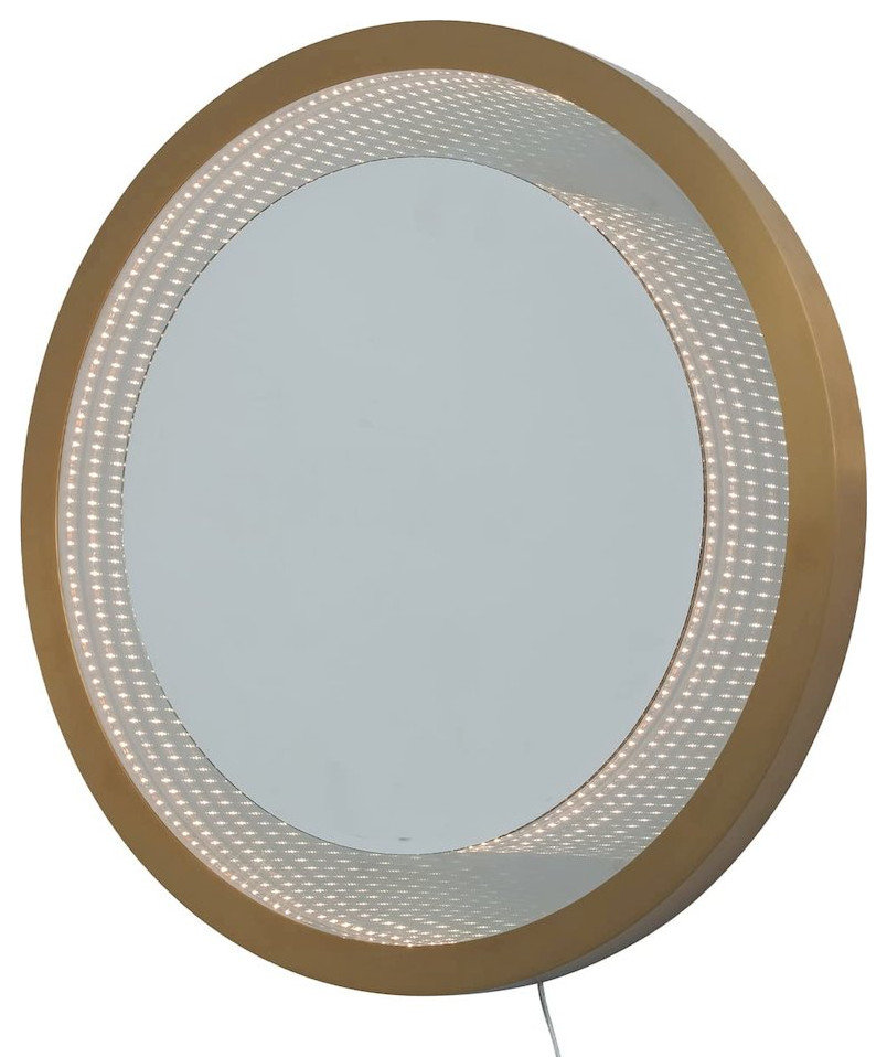 Starfall Vanishing Infinity LED Round Wall Mirror - Brass ...