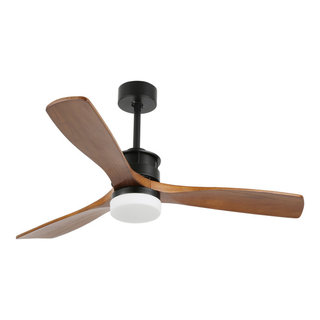 52" Natural Wood Reversible Ceiling Fan With Remote Control and Light ...