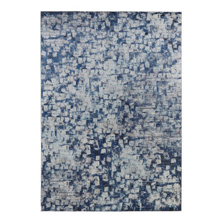 Weave & Wander Adelmo Abstract Contemporary Rug, Navy/Blue, 6'7"x9'6 ...