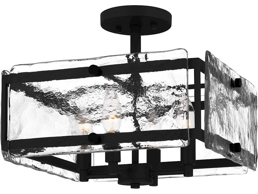 Quoizel Lancer 4-Light Semi-Flush Mount, Earth Black/Clear Textured ...