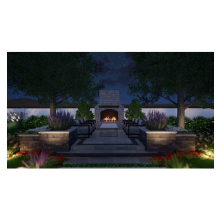 Transitional Outdoor Living with Fireplace, Fire Pit, Outdoor Kitchen ...