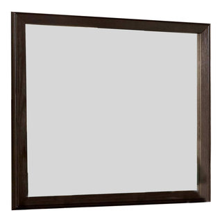 Benzara BM253010 Mirror With Sturdy Wooden Frame, Brown - Transitional ...