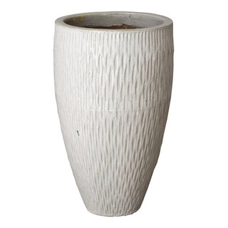 Tall Round Texture Pot Large, Distressed White 21x35 - Farmhouse ...