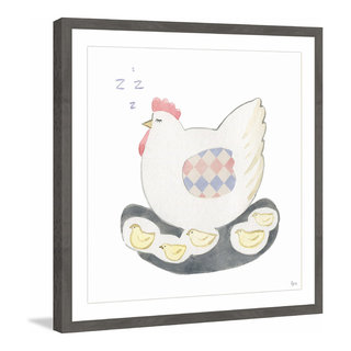 "Poule Sereine II" Framed Painting Print, 12"x12" - Farmhouse - Prints ...